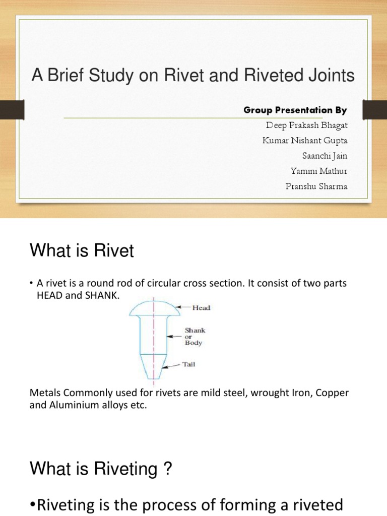rivet and riveted joints.pptx | Rivet | Metals | Free 30-day Trial | Scribd