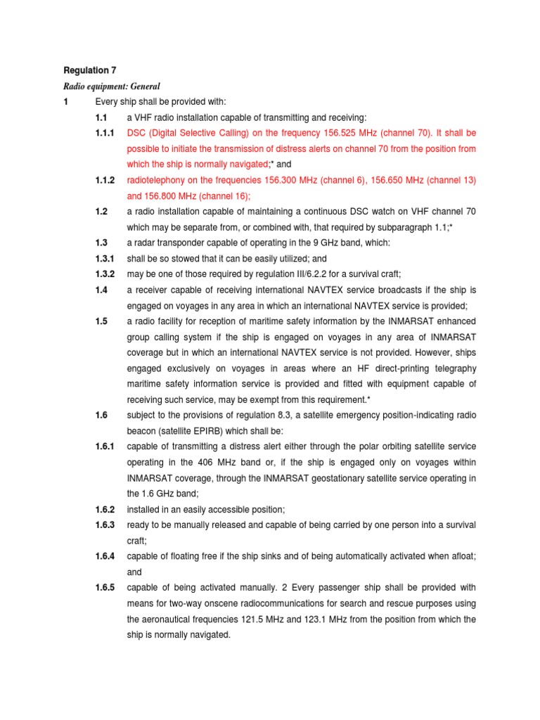 Chapter IV (Radiocommunications) SOLAS | PDF | Radio | Electrical Engineering