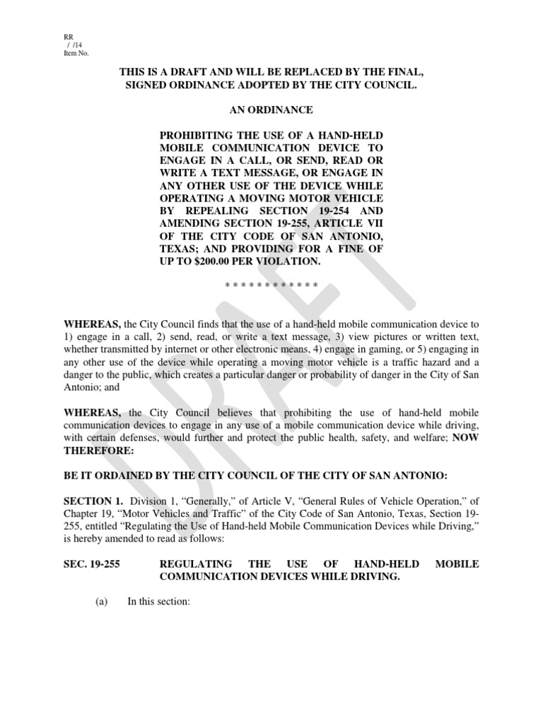 Draft Ordinance PDF | PDF | Mobile Phones | Telephone