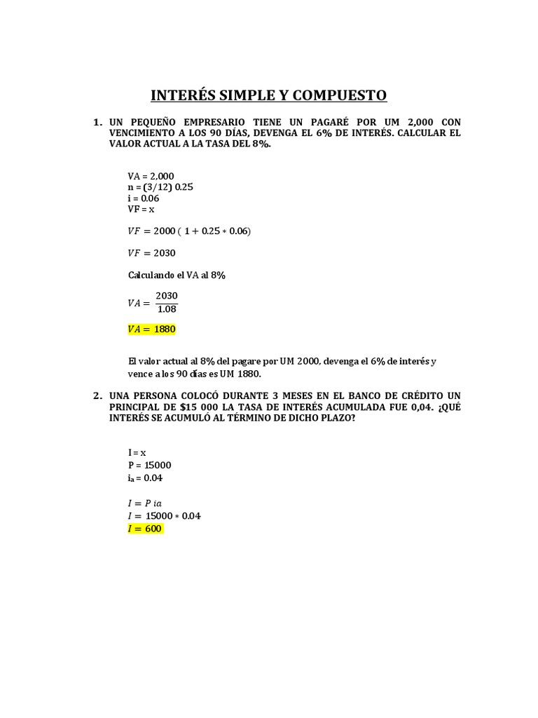 Interes Simple y Compuesto | PDF