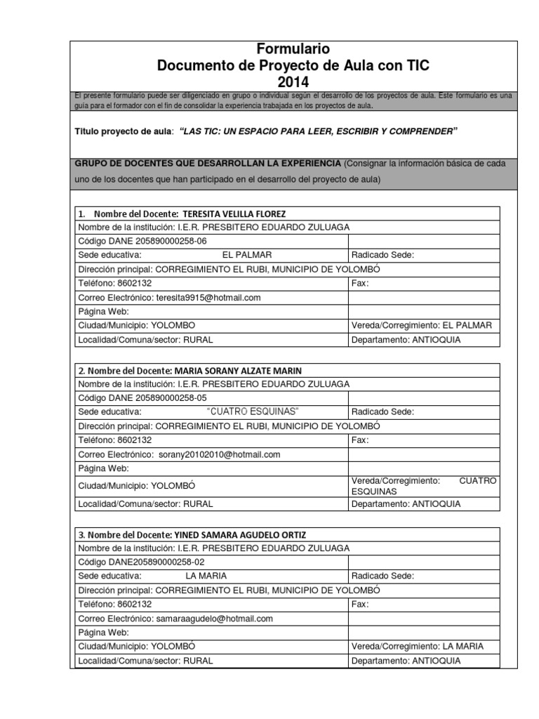 Formulario Proyectos de Aula Observaciones | PDF | Tecnología de información y comunicaciones ...