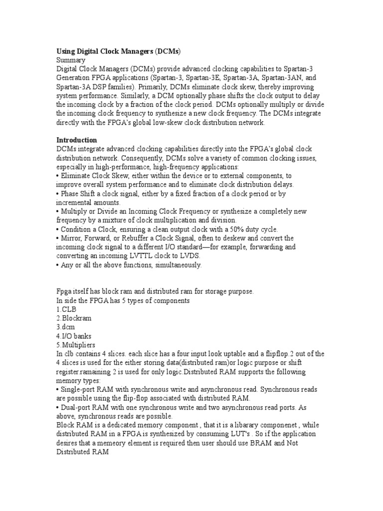 Using Digital Clock Managers (DCMS) | Download Free PDF | Analogue Electronics | Electrical ...