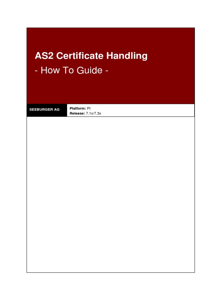 AS2 Certificate Handling - How To in SAP PI | PDF | Public Key ...