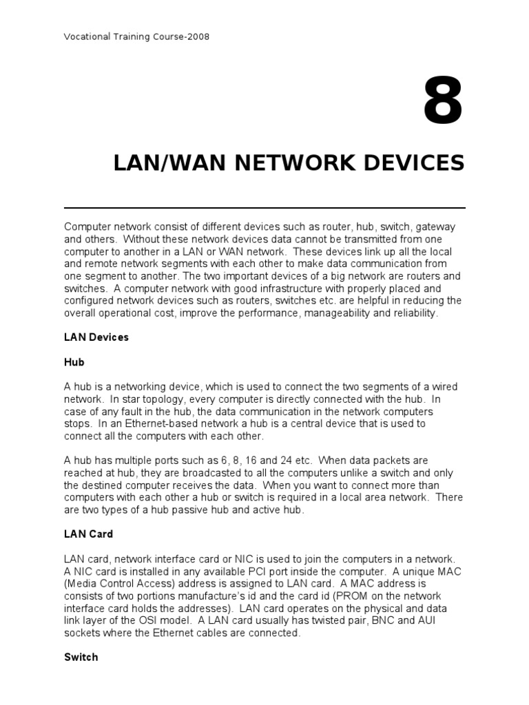 Lanwan Network Devices Pdf Network Switch Network Interface