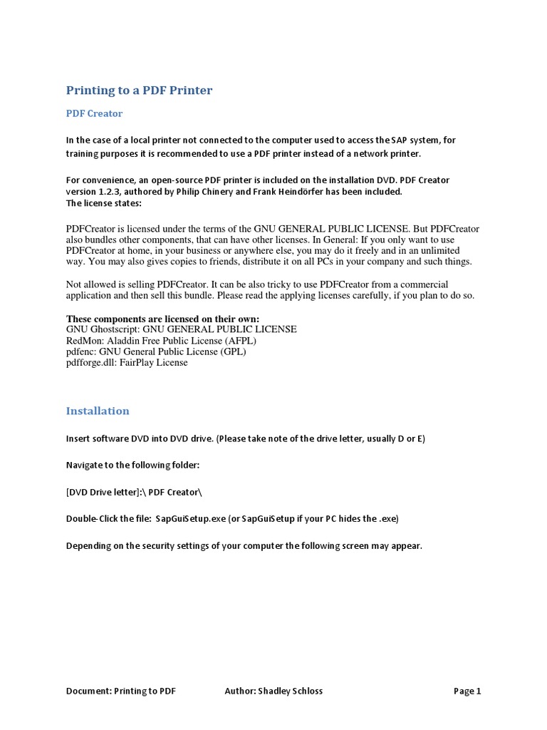 04 Printing To A PDF Printer | PDF | Printer (Computing) | Gnu
