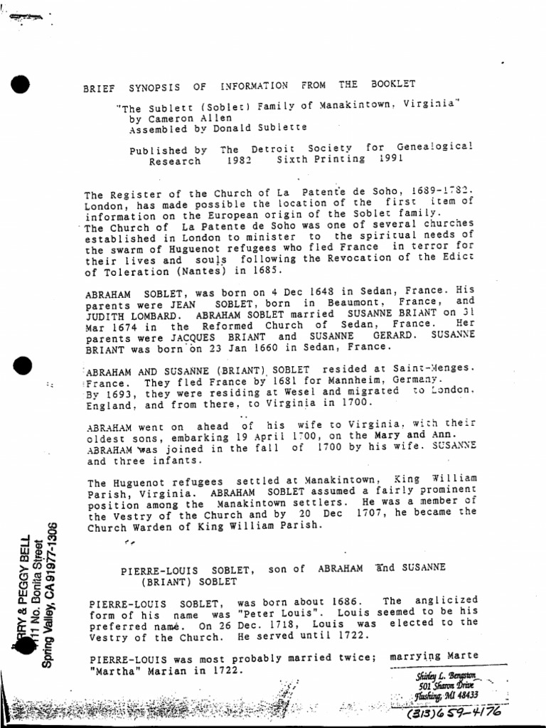 Sublett Soblet | PDF | Genealogy | Baptism