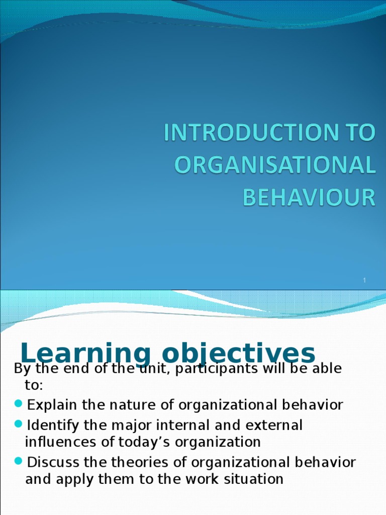 Introduction To Organisational Behaviour | PDF | Organizational ...