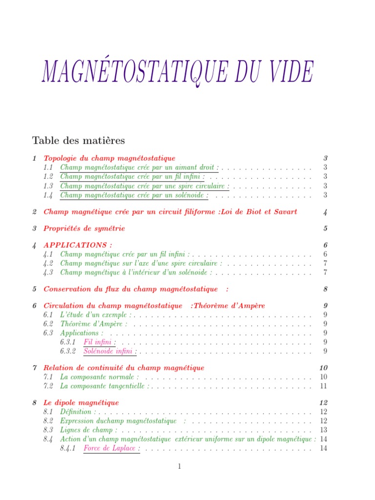 Magnetostatique PDF | PDF | Champ magnétique | Atomes