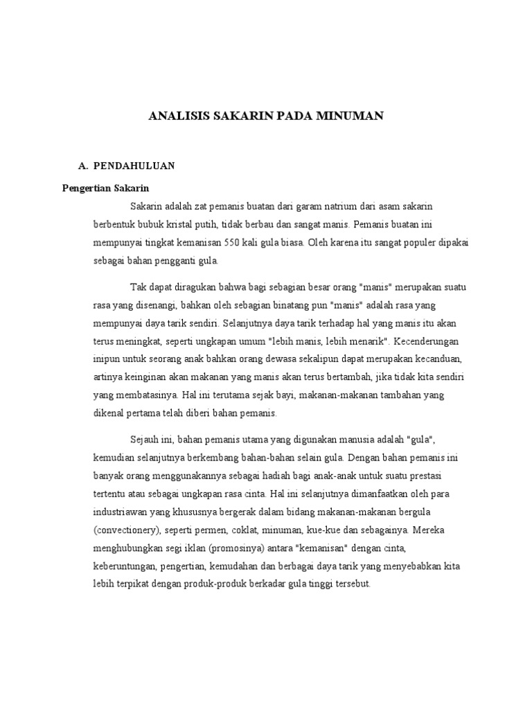 Analisis Sakarin Pada Minuman | PDF