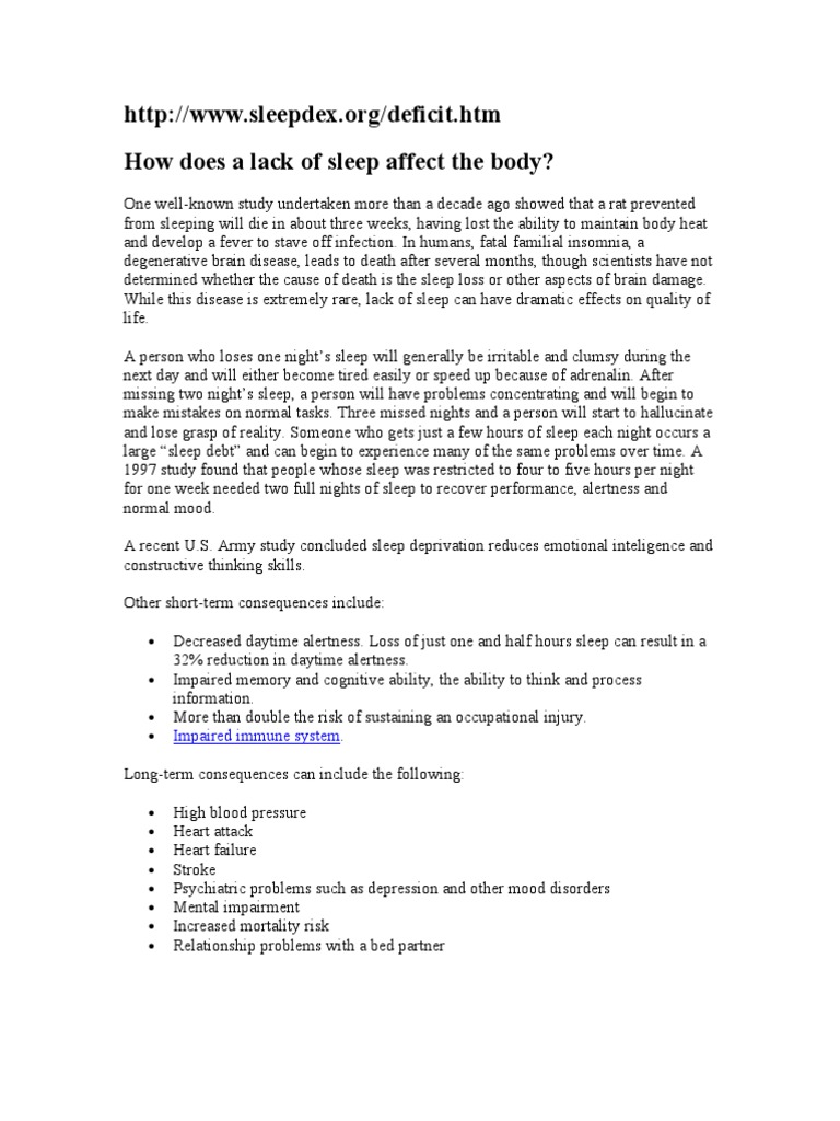 Sleep Deprivation | PDF | Sleep Deprivation | Sleep
