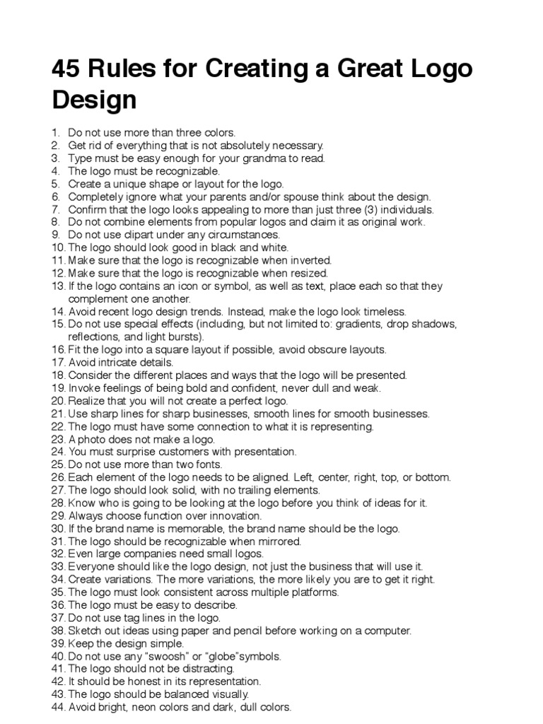 45 Rules for Creating a Great Logo Design | Logos | Art Media