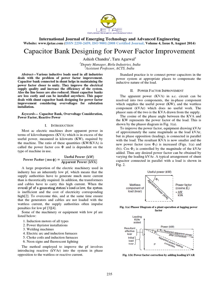 Capacitor Bank Design for Power Factor | PDF | Ac Power | Capacitor