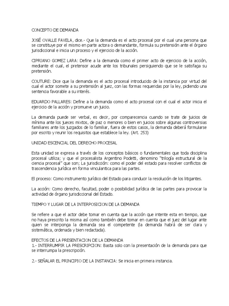 Concepto de Demanda | PDF | Evidencia (ley) | Sentencia (ley)
