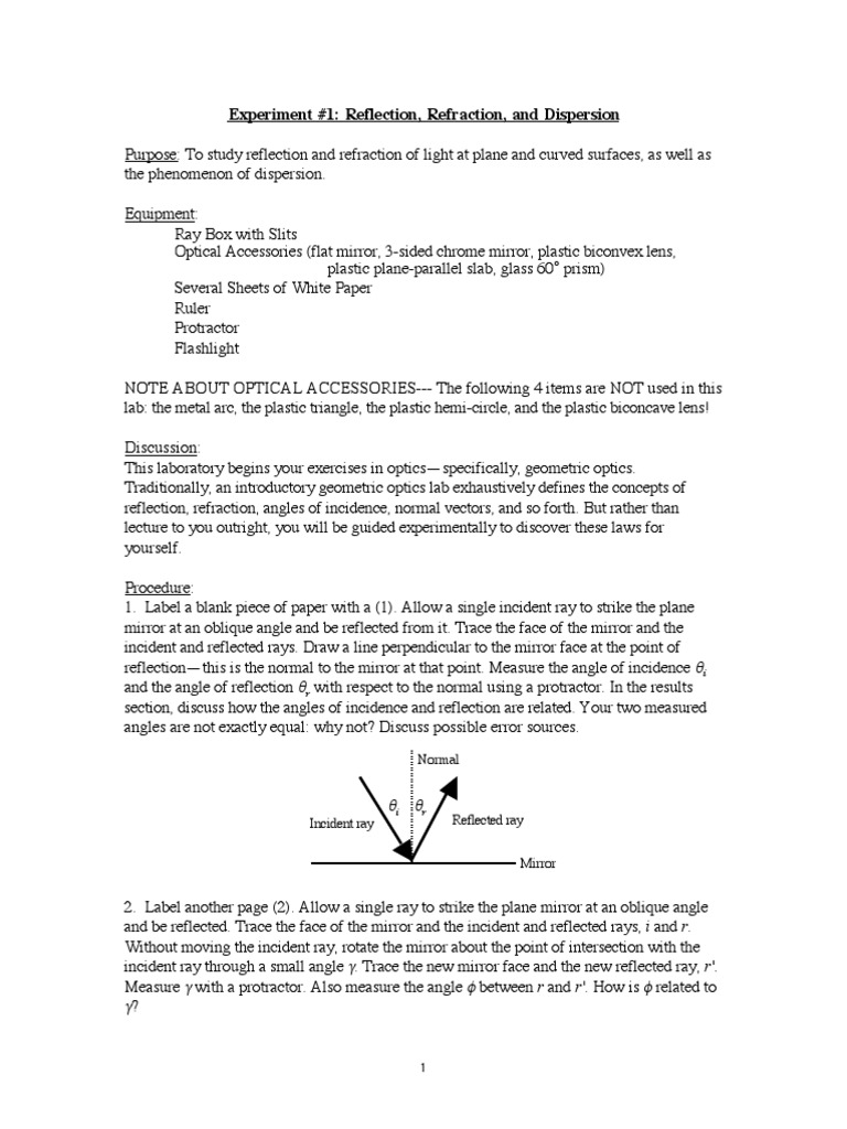 Reflection Refraction Dispersion | PDF | Prism | Refraction