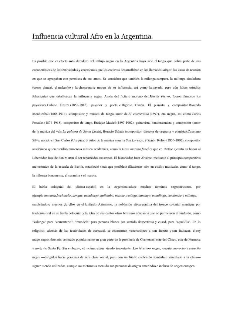 Influencia Cultural Afro en Latinoamerica. | PDF