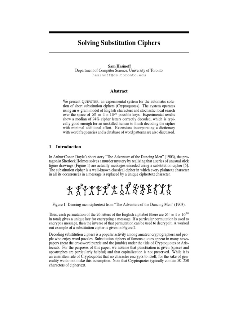 Dancing Men Cipher | Download Free PDF | Cipher | Cryptography