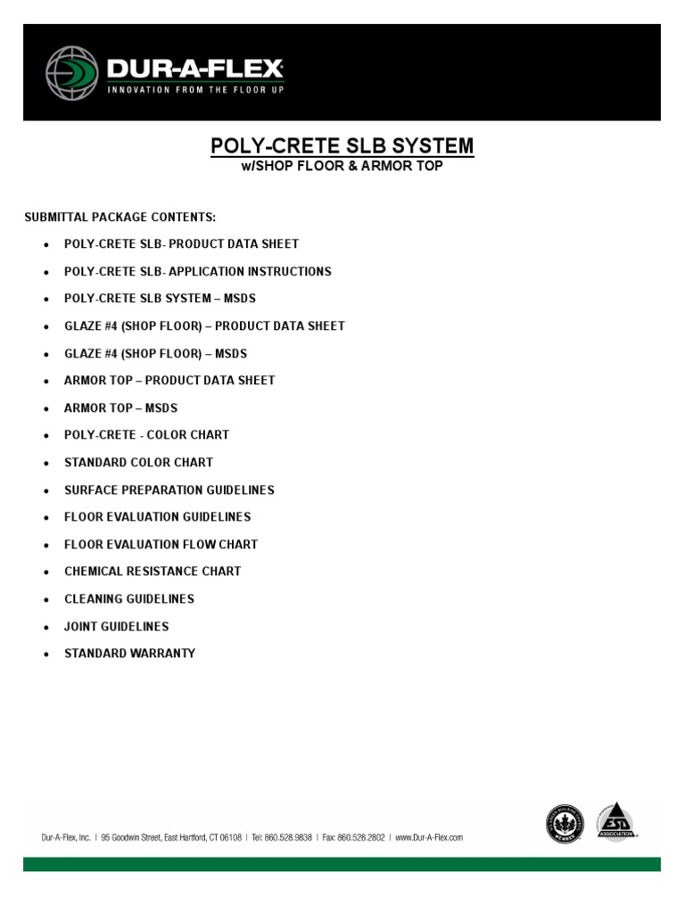 Complete Poly-Crete SLB ShopFlr AT Submittal Package PDF | PDF ...