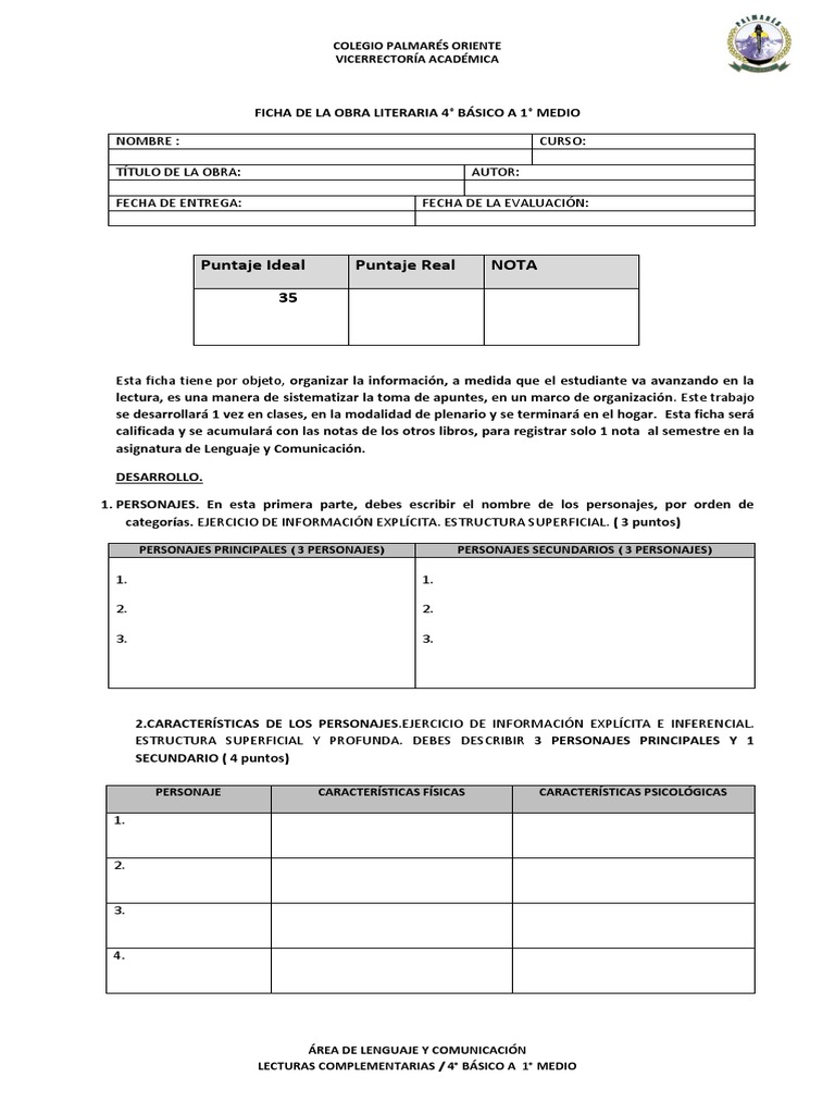 ficha literaria.pdf | Palabra | Información