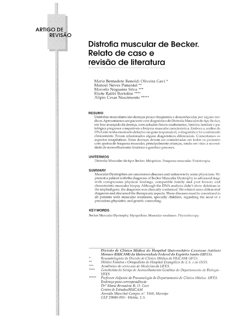 Distrofia Muscular de Becker. | PDF | Biologia | Medicina clínica