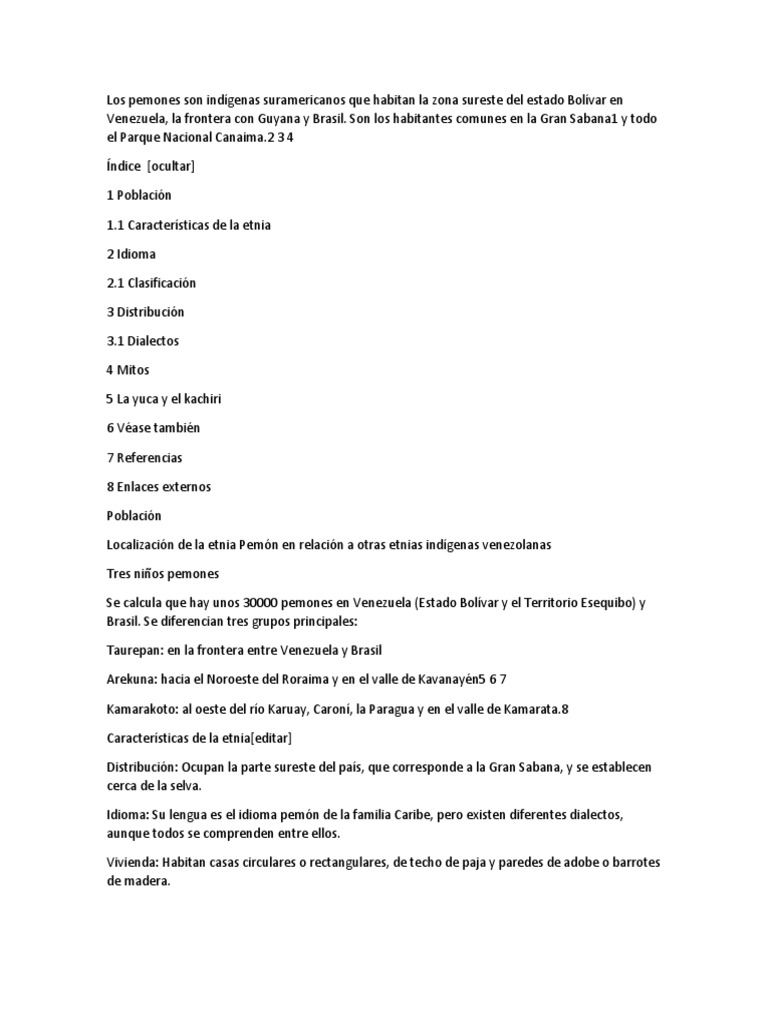 Cultura y vida de los indígenas pemones | PDF | Pueblos Indígenas de ...