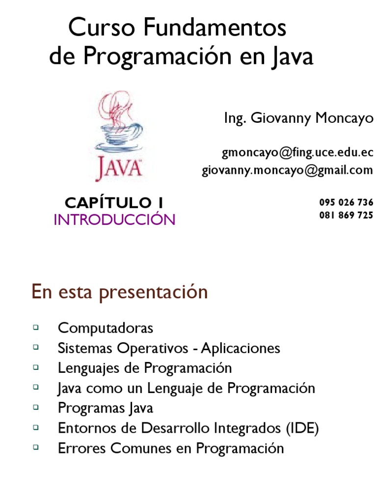 Fundamentos Programación Java - Capitulo1 | PDF | Entorno de desarrollo ...