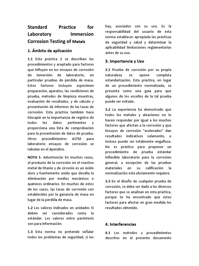 Práctica ASTM G31 para Corrosión en Metales | PDF | Corrosión | Aluminio