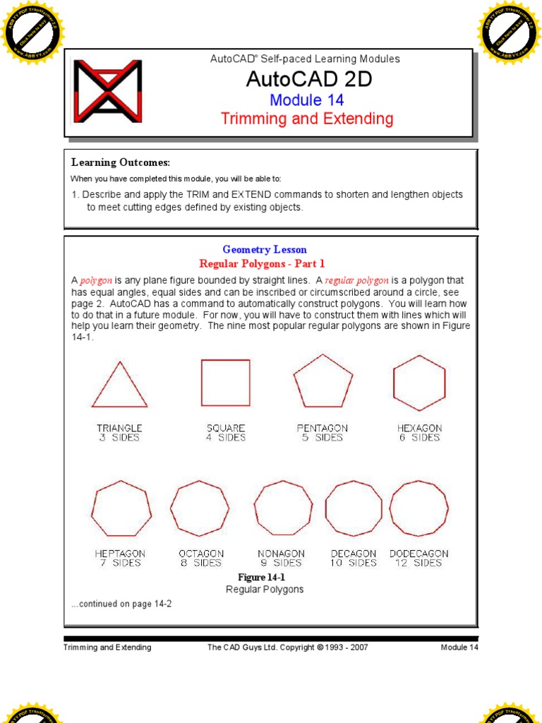 Autocad 2d Module 14 Pdf Pdf Polygon Elementary Geometry