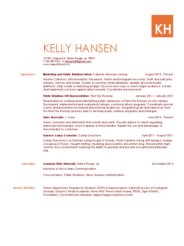 Marketing and PR Experience Summary | PDF