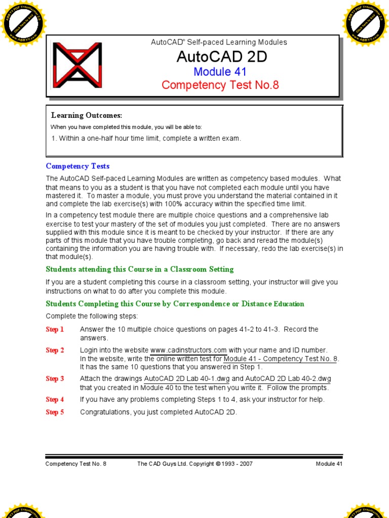 Autocad 2d Module 41 PDF | Auto Cad | Test (Assessment)