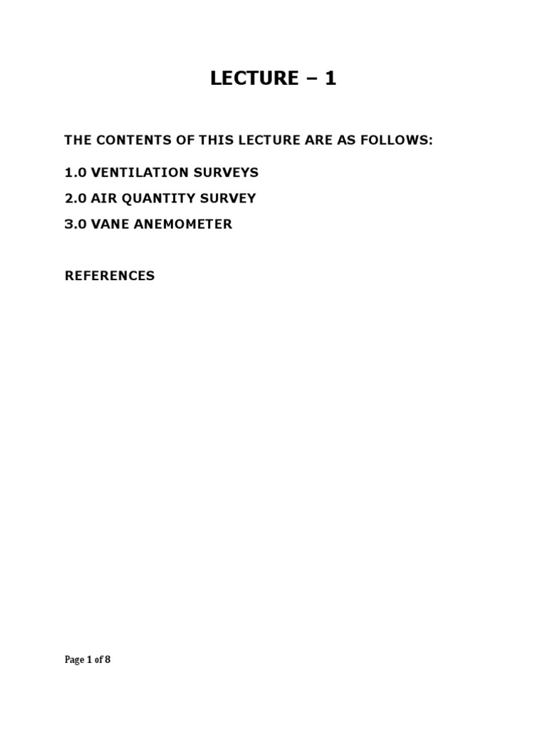 10.1 Ventilation Surveys - Undergound Ventilation Survey | PDF ...
