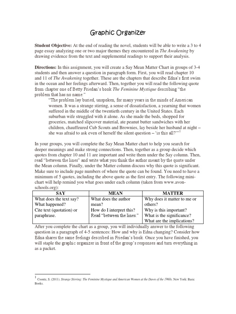 Graphic Organizer Lesson | PDF | The Awakening (Chopin Novel) | Books