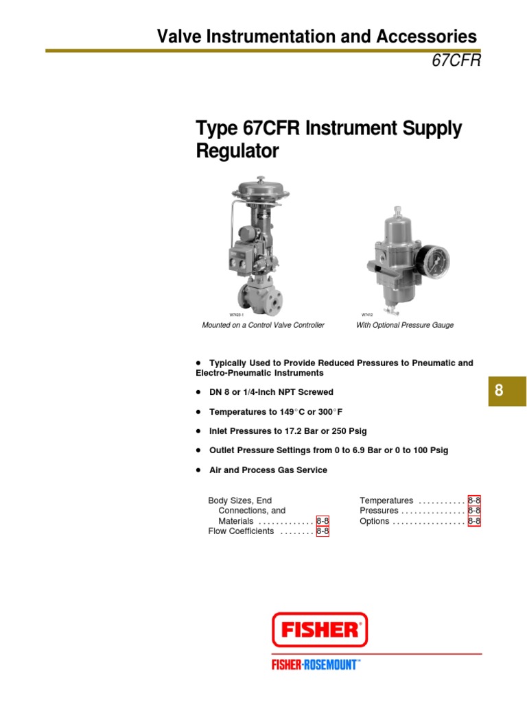 Type 67CFR Instrument Supply Regulator: Valve Instrumentation and ...