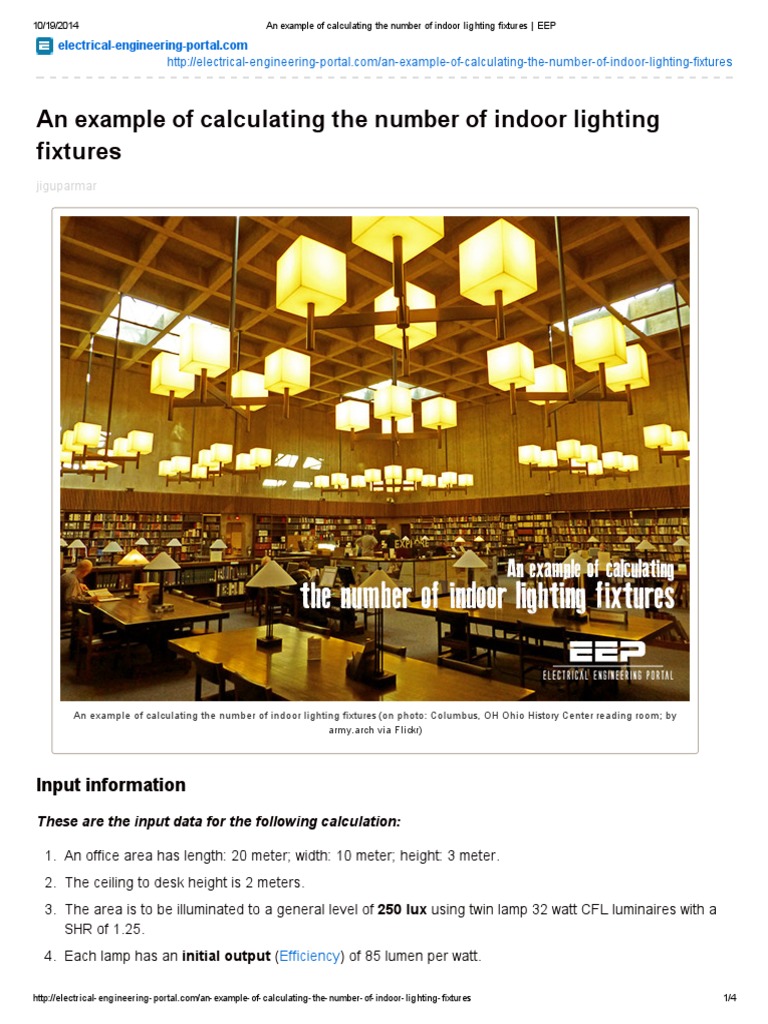 How to Calculate the Number of Indoor Lighting Fixtures | PDF ...