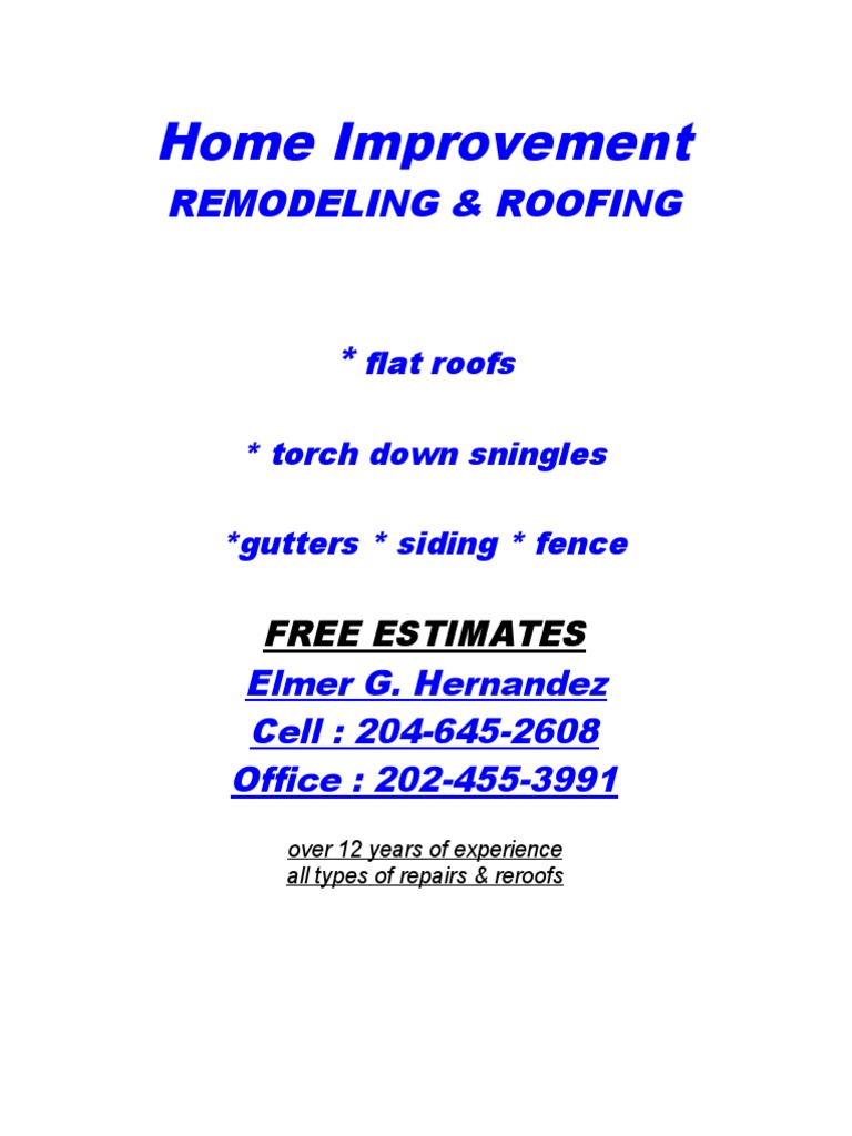 Home Improvement: Remodeling & Roofing | PDF