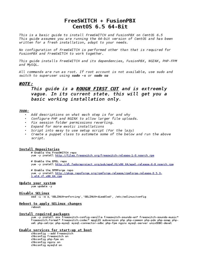 FreeSWITCH and FusionPBX | PDF | Superuser | Password