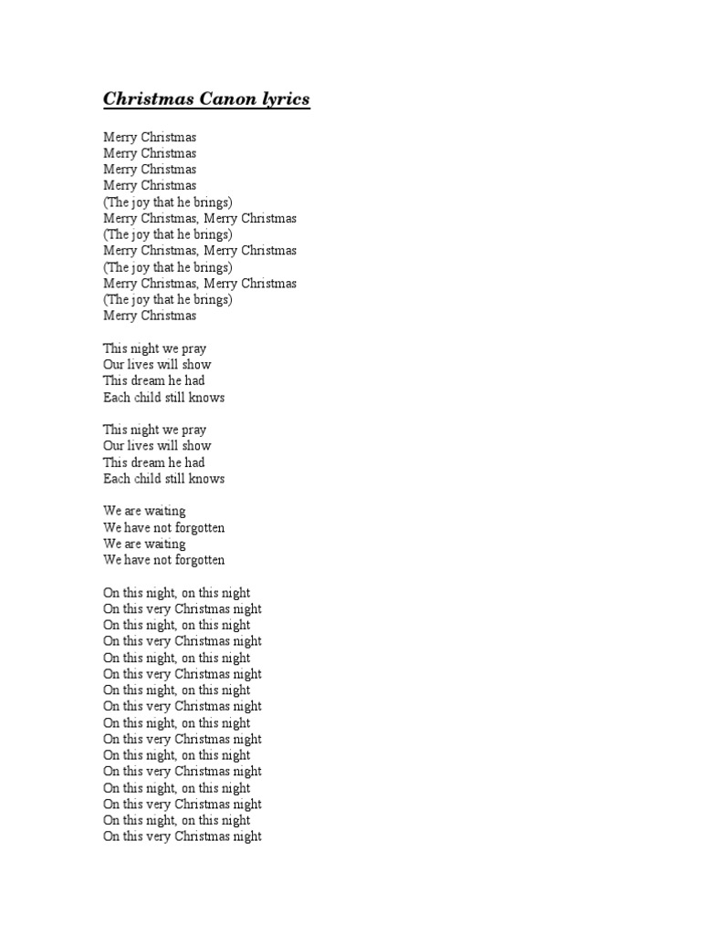 Christmas Canon Lyrics | PDF