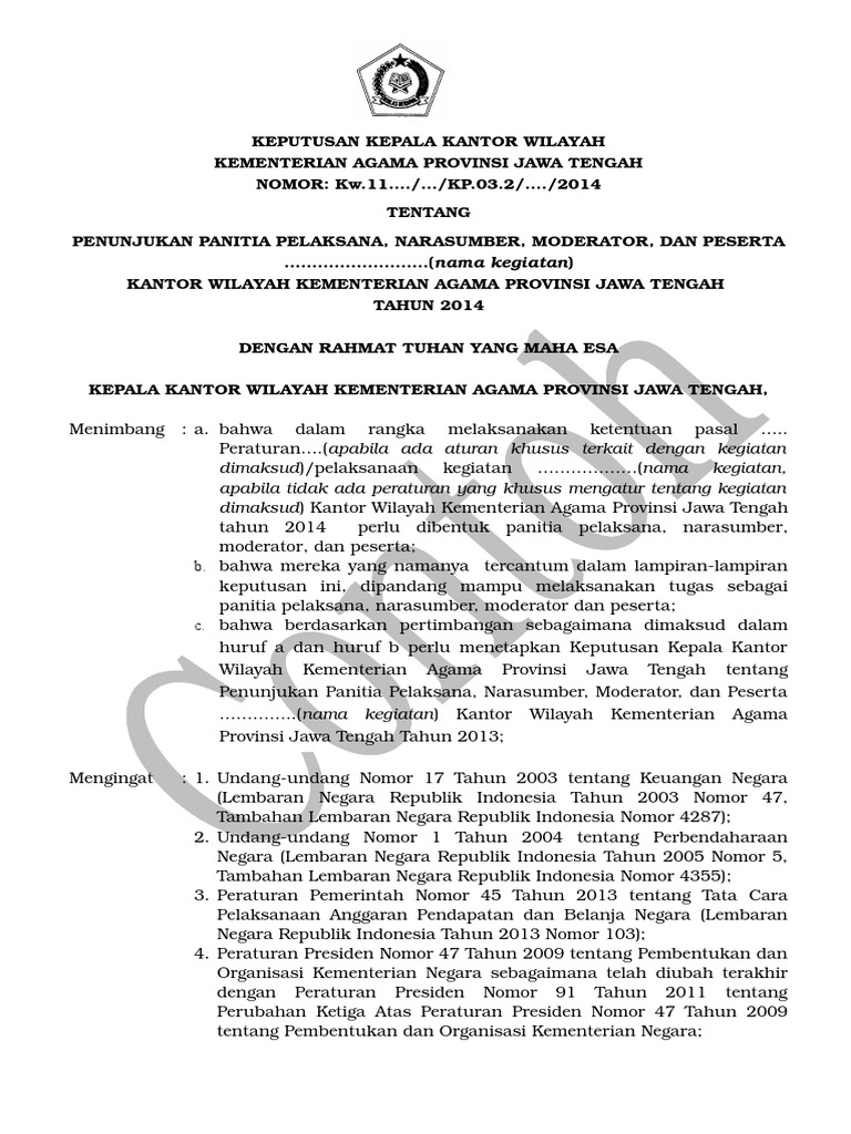 Contoh SK KEGIATAN | PDF