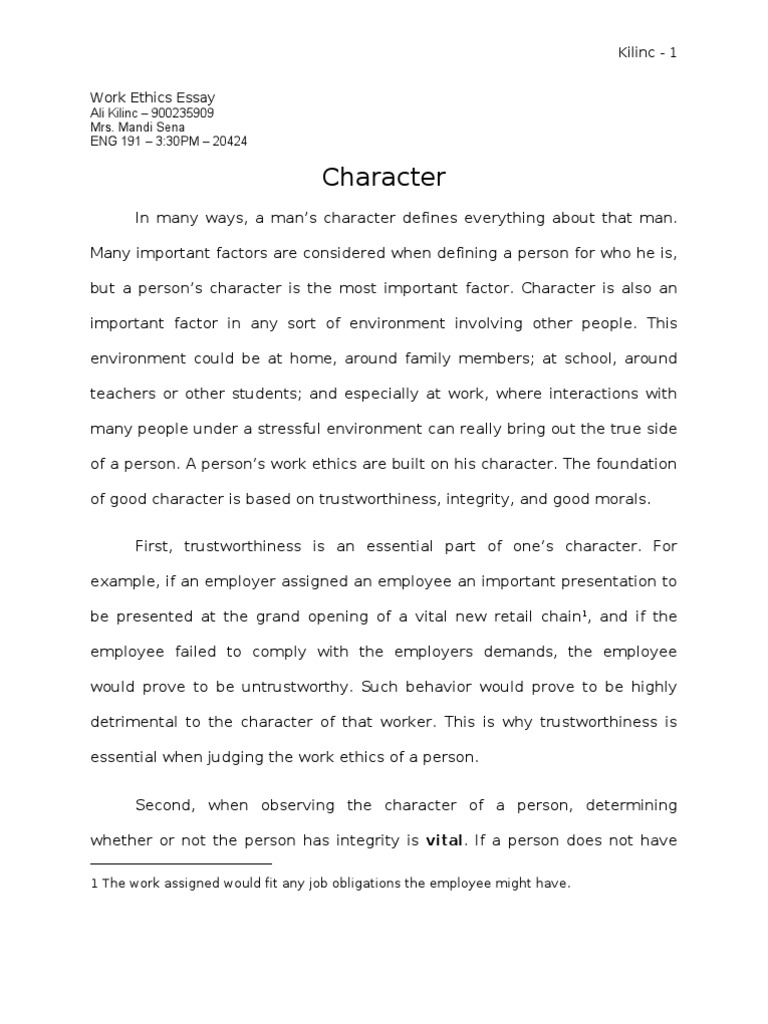 Work Ethics Essay Pdf Integrity Morality