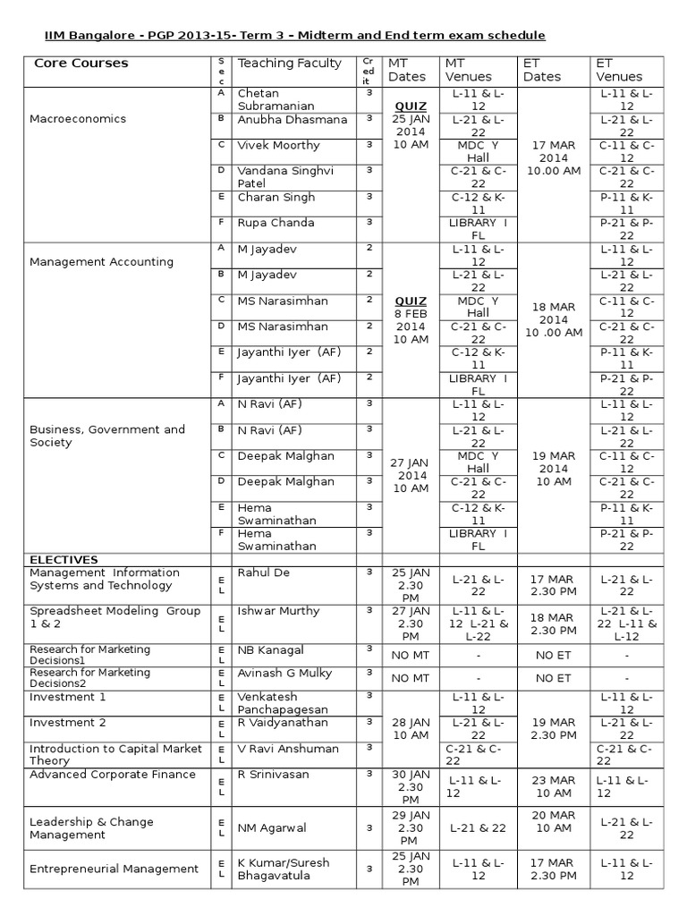 Mid Term End Term Exam Schedule | PDF Mid Term End Term Exam Schedule | PDF