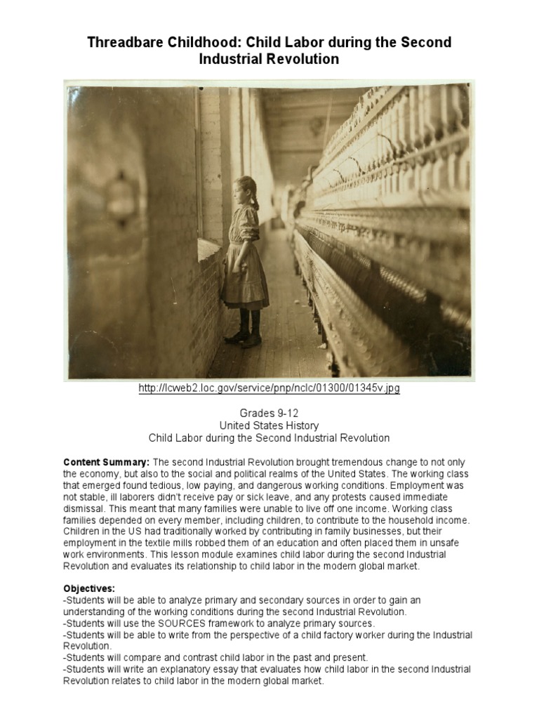 Child Labor in the Second Industrial Revolution | PDF | Educational ...