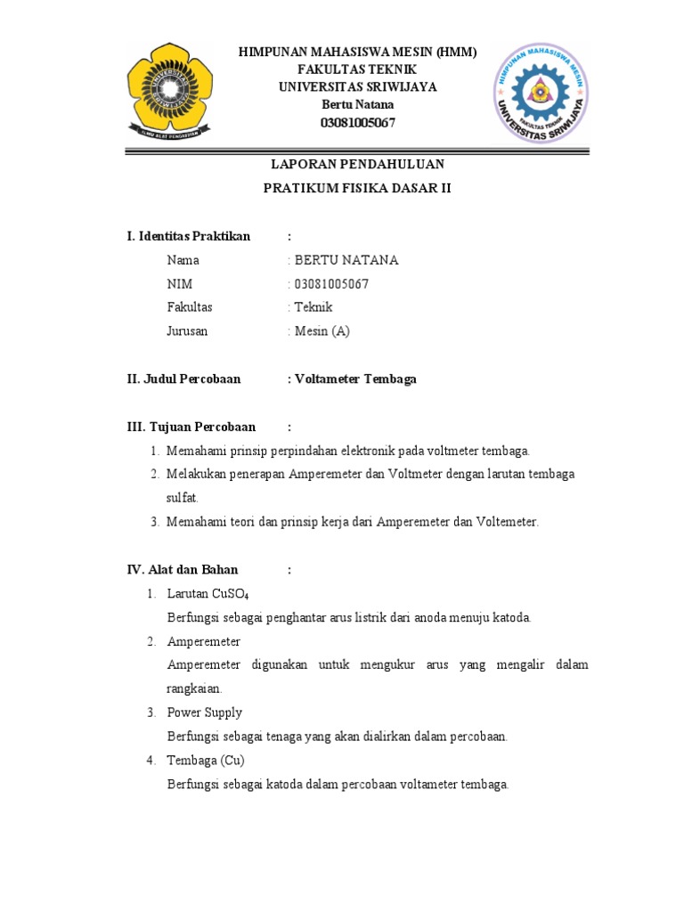 Laporan Voltameter Tembaga | PDF