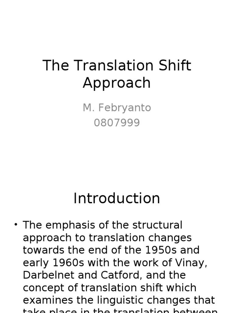 Translation Shifts: Theoretical Approaches | PDF | Translations | Idiom