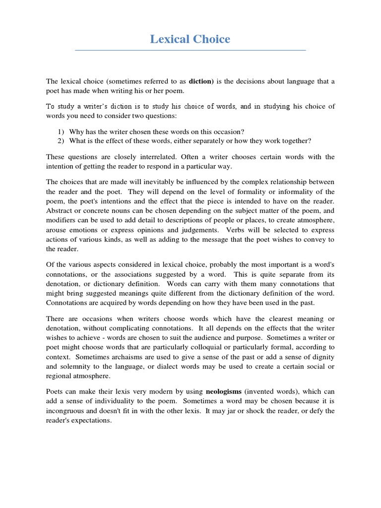 Lexical Choice | PDF