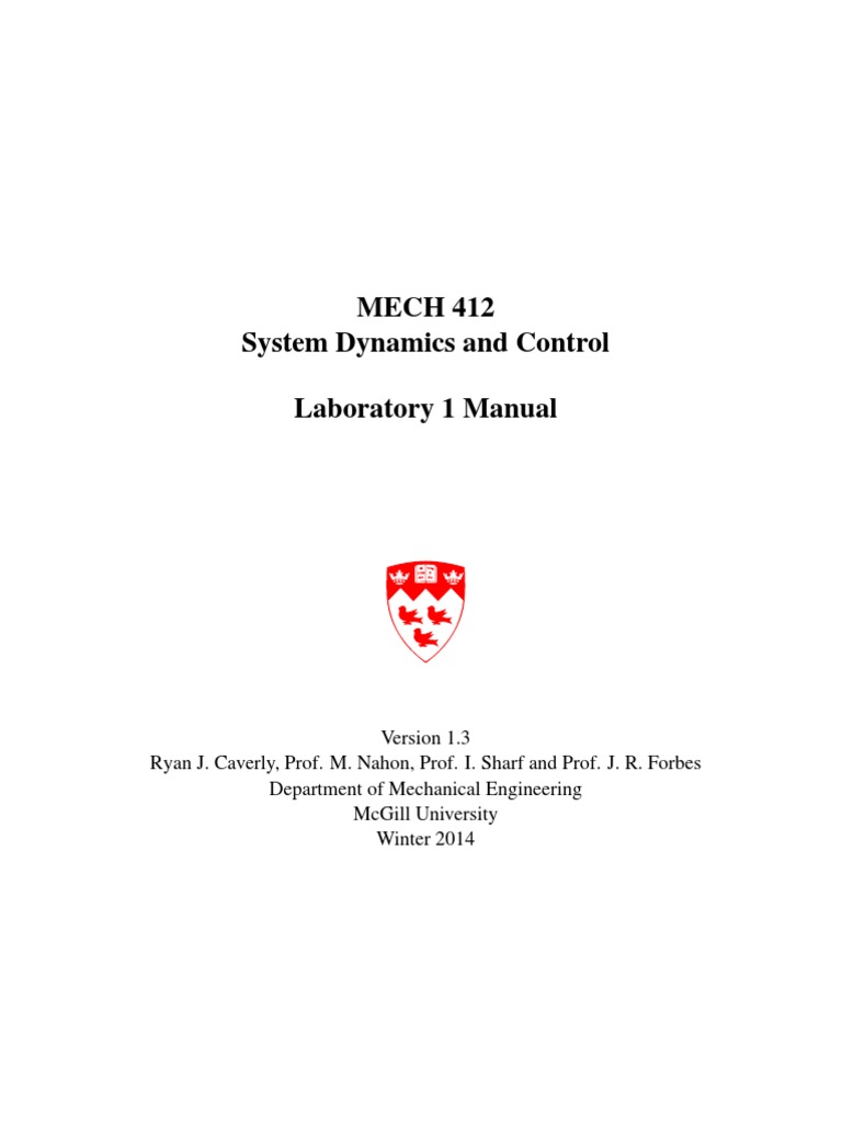 MECH 412 Lab 1 Manual With Appendix | PDF | Electrical Engineering ...