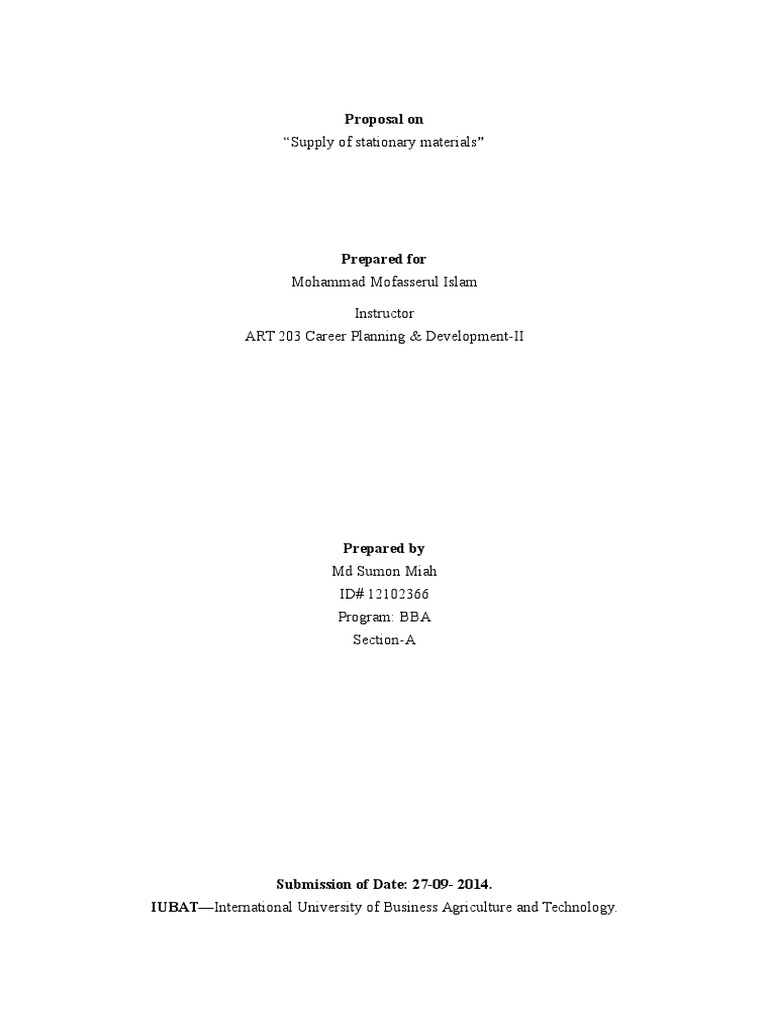 Proposal on Stationary Materials | Online Shopping | Websites