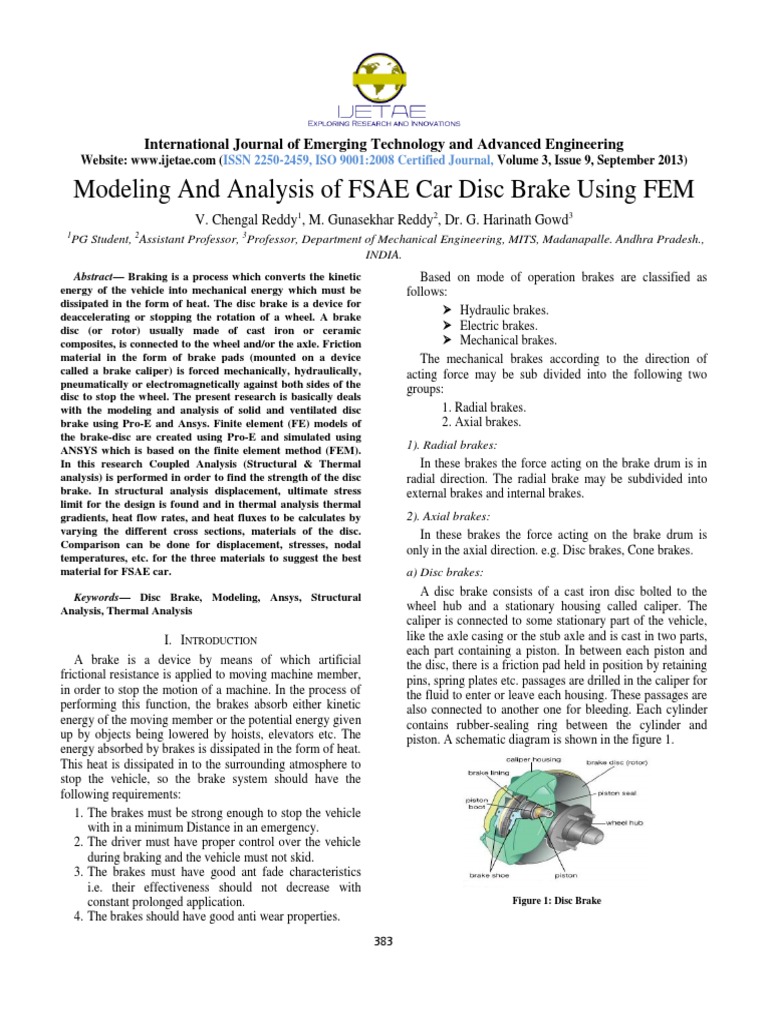 Disc Brake Analysis Project | PDF | Brake | Mechanical Engineering