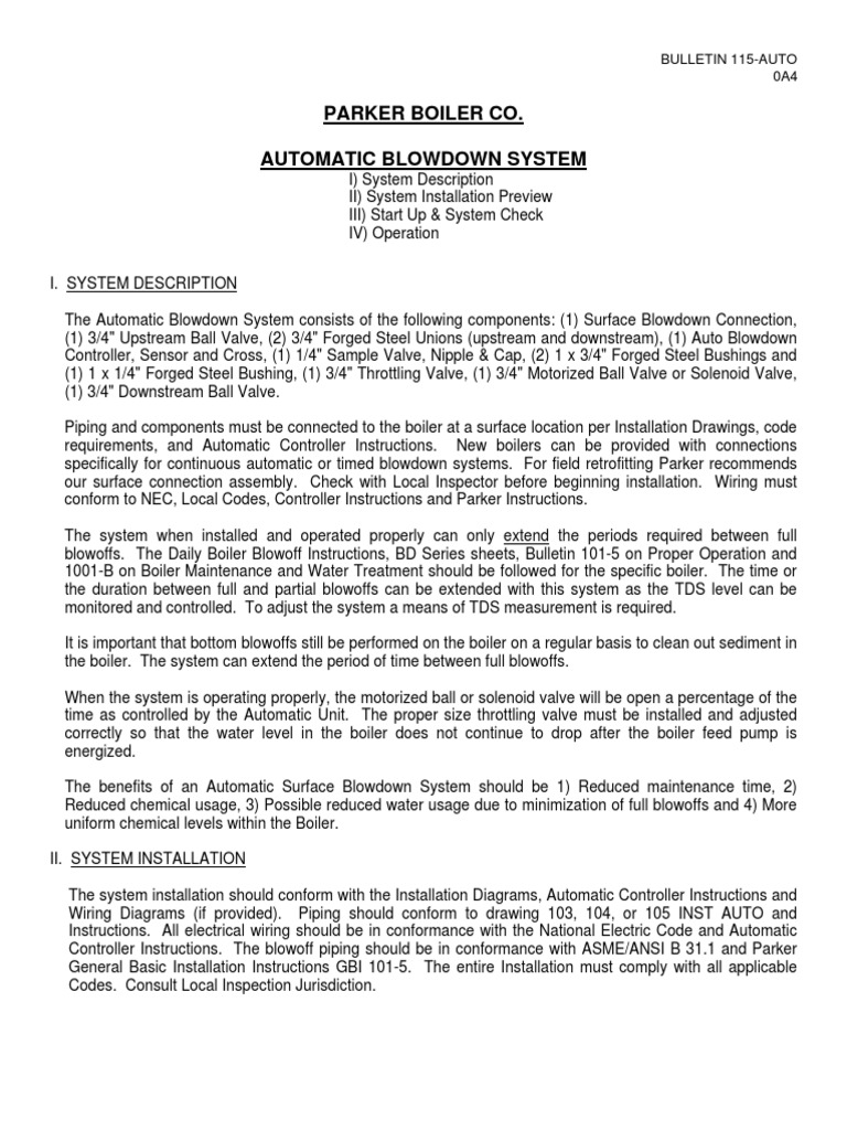 Automatic Boiler Blowdown | PDF | Throttle | Valve