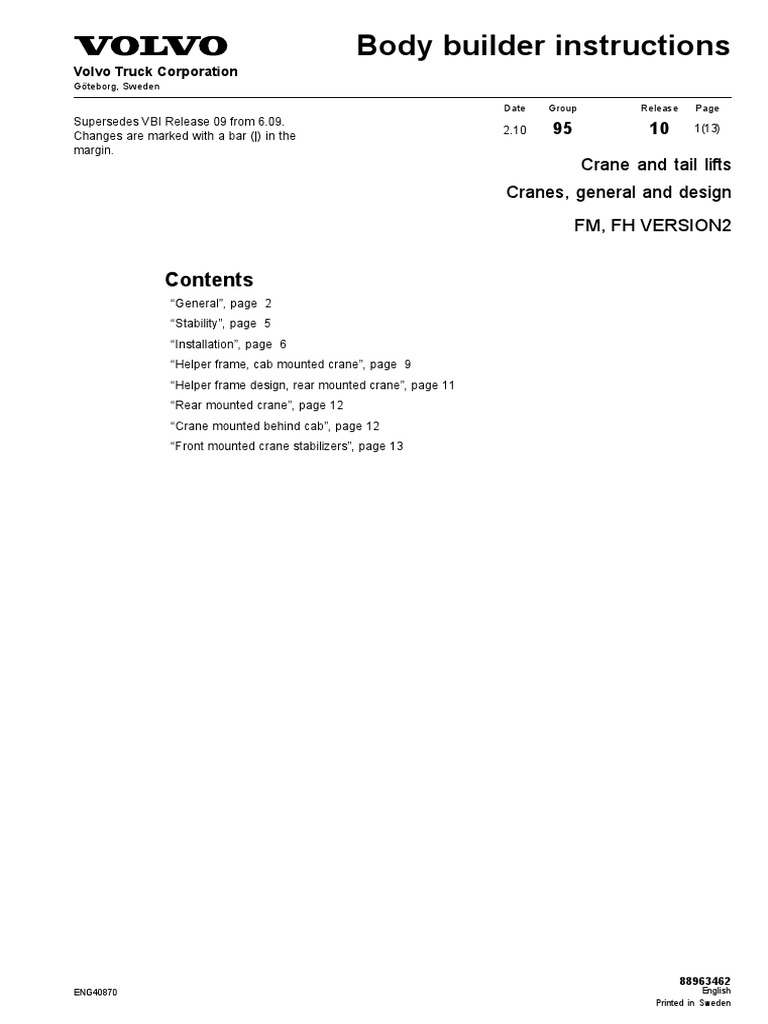 ENG7cranesgen Volvo Body Builder Cat Crane Mounting | PDF | Crane ...