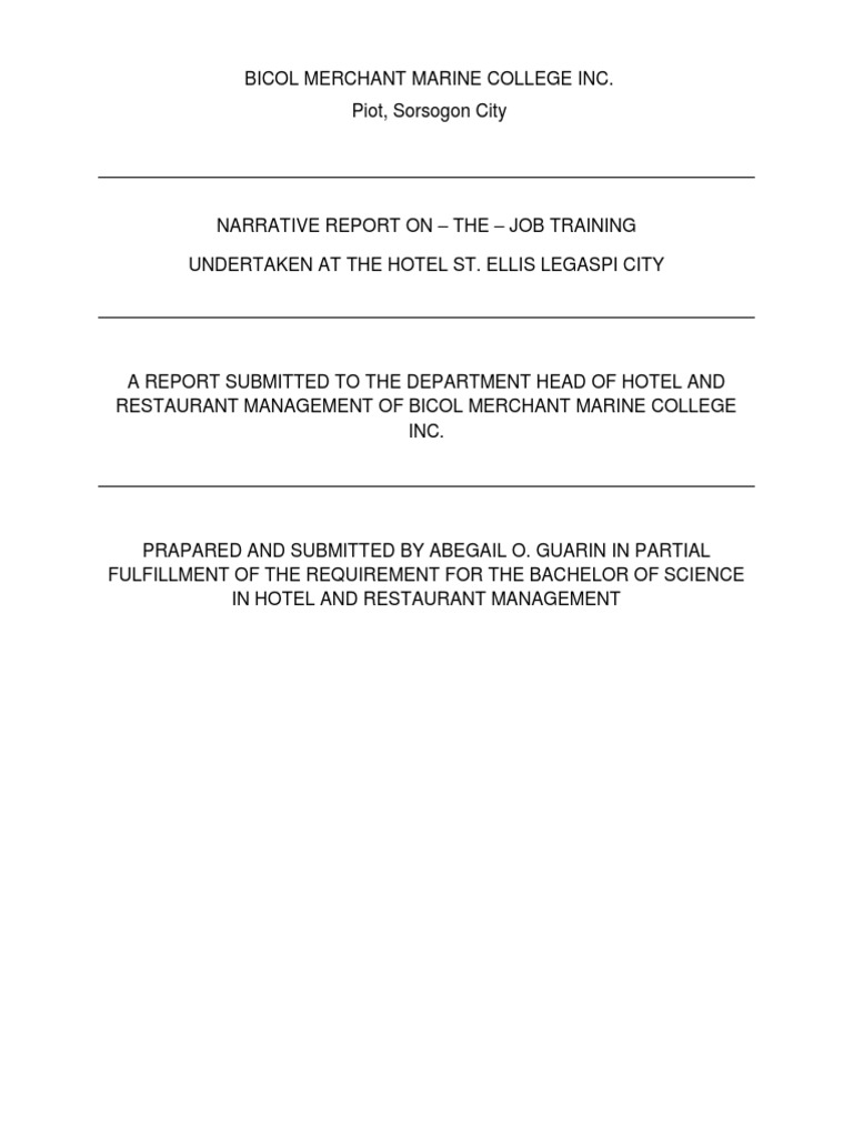 Narrative Report | PDF | Waiting Staff | Restaurants