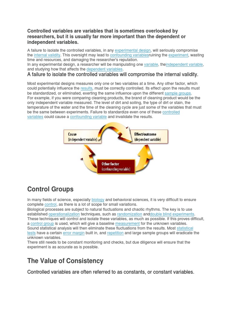 Controlled Variables | PDF | Scientific Control | Experiment